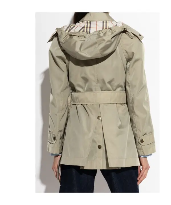 Burberry Belted Hooded Trench Coat