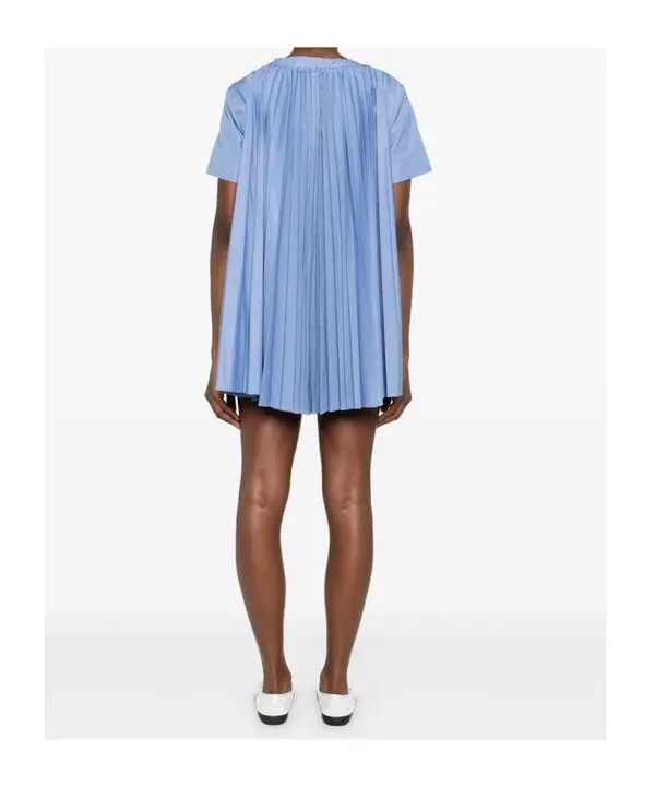 Sacai Striped Pleated Dress - Blue