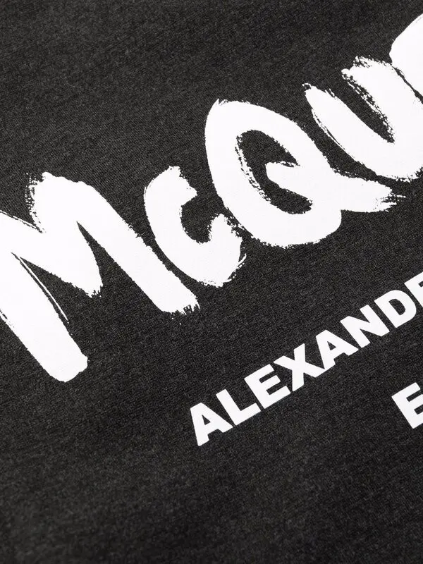 Alexander McQueen Logo Print Mini Dress - Black