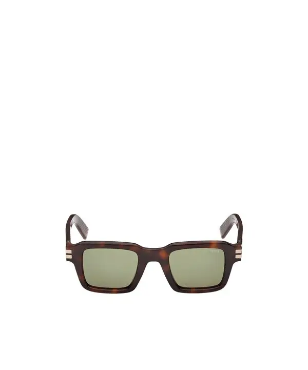 Zegna Rectangular Frame Sunglasses - Dark Havana