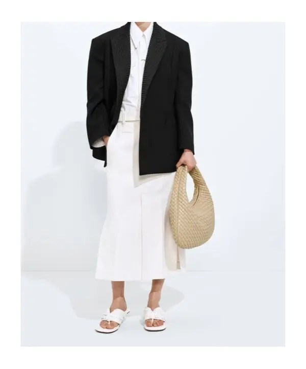 Bottega Veneta Woven Leather Handheld Bag - Off-white