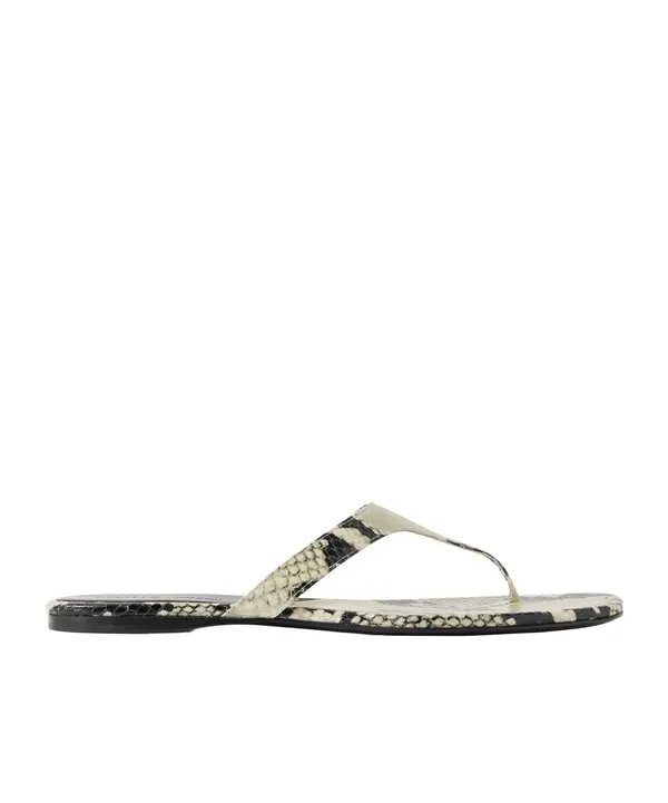 Khaite Archer Snakeskin Leather Thong Sandals