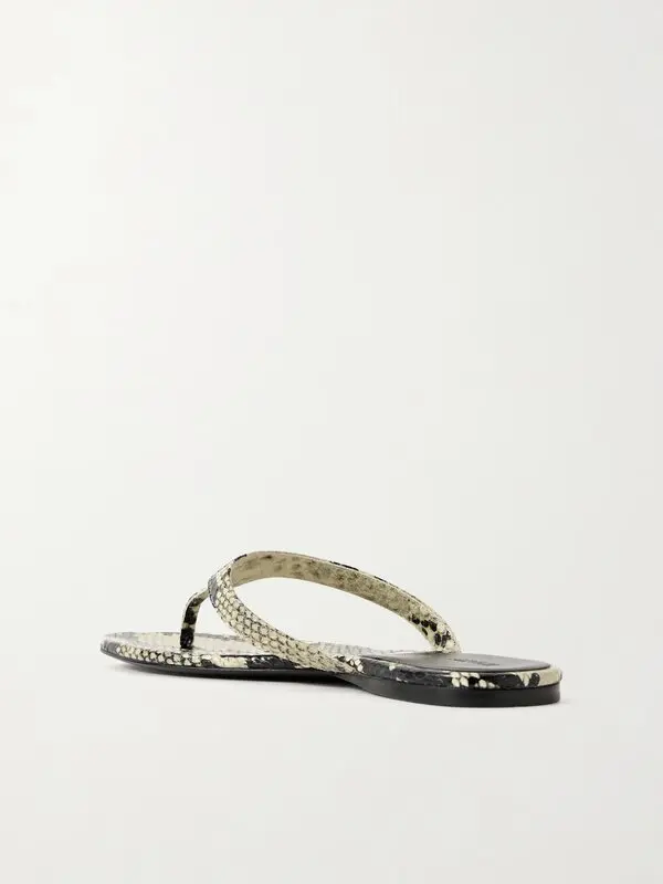 Khaite Archer Snakeskin Leather Thong Sandals
