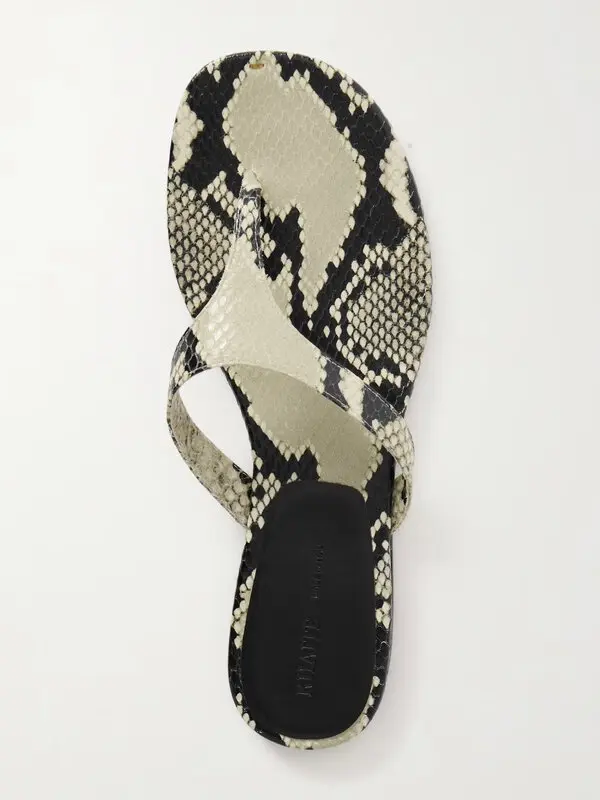 Khaite Archer Snakeskin Leather Thong Sandals
