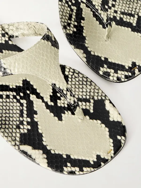 Khaite Archer Snakeskin Leather Thong Sandals