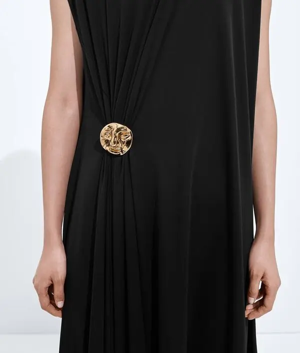 Bottega Veneta Sleeveless Crepe Jersey Dress With Asymmetrical Design - Black
