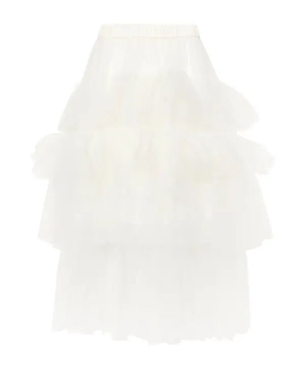 Simone Rocha Elastic Waist Midi Skirt - White