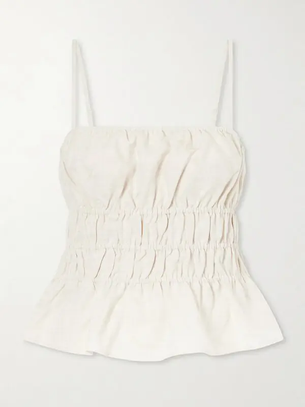 Staud Ayla Ruffled Linen Tank