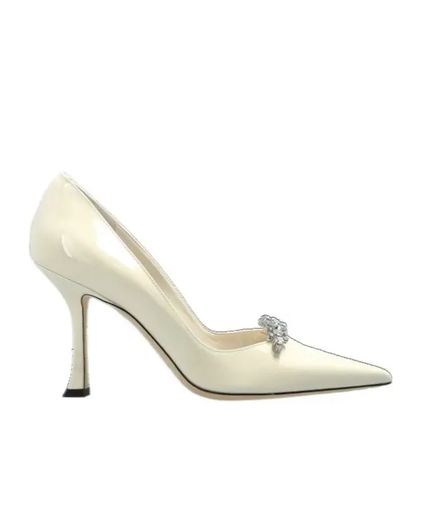 JIMMY CHOO Belinda 90 Embellished Pumps - White