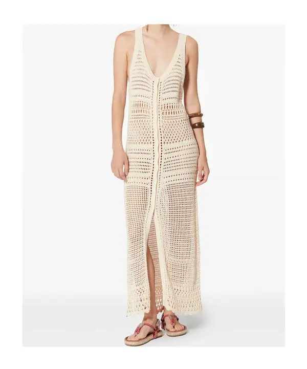 Isabel Marant Étoile Zaro Sleeveless Crocheted Maxi Dress With V-neck And Front Slit