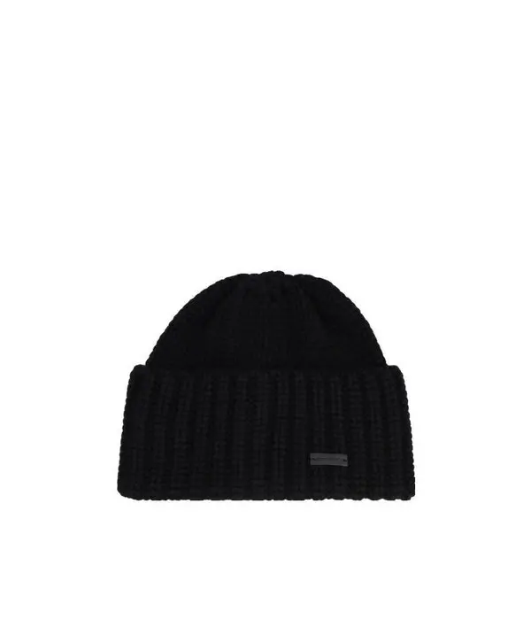 Saint Laurent Logo Patch Beanie - Black