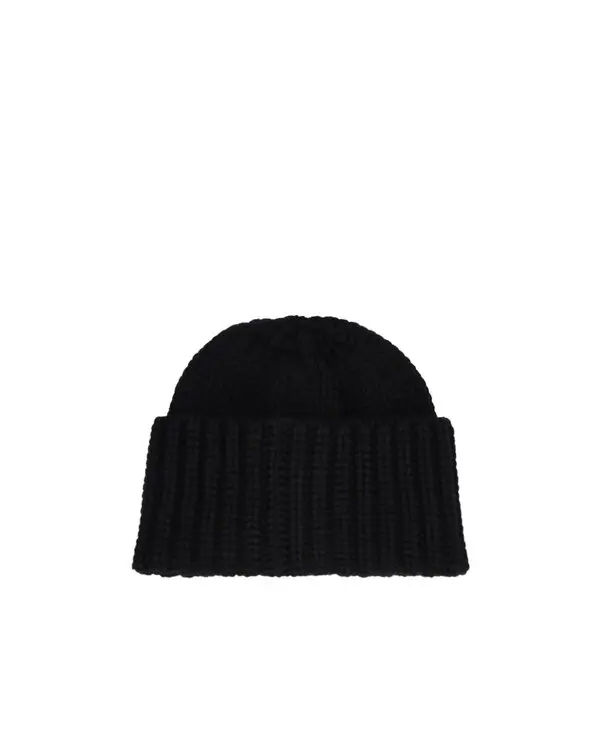 Saint Laurent Logo Patch Beanie - Black