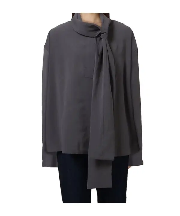 Studio Nicholson Long Sleeve Top With Scarf Neckline - Black