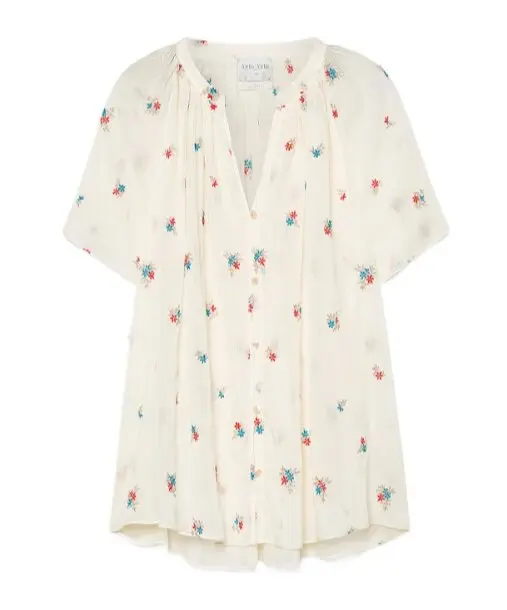 FORTE_FORTE Embroidered Floral Voile Shirt - Butter