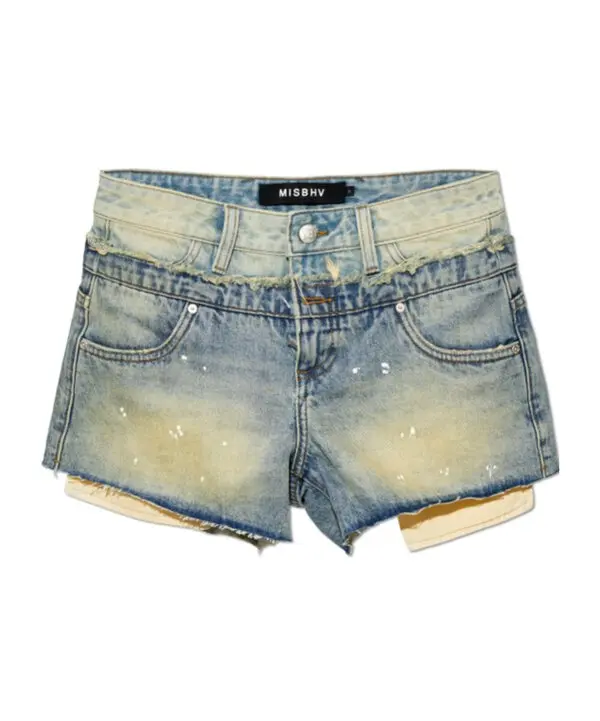 MISBHV Distressed Layered Shorts
