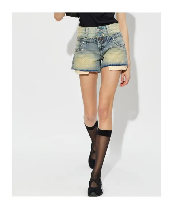 MISBHV Distressed Layered Shorts
