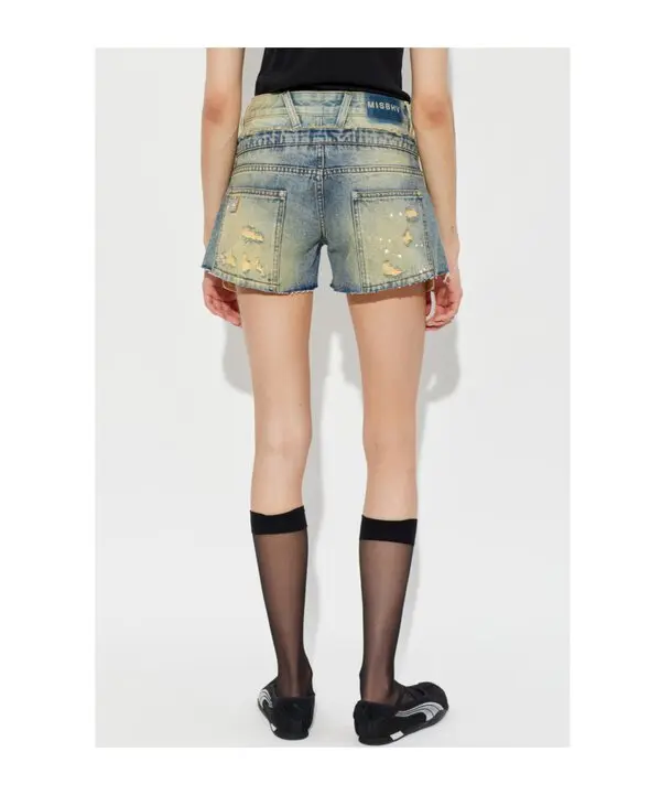 MISBHV Distressed Layered Shorts