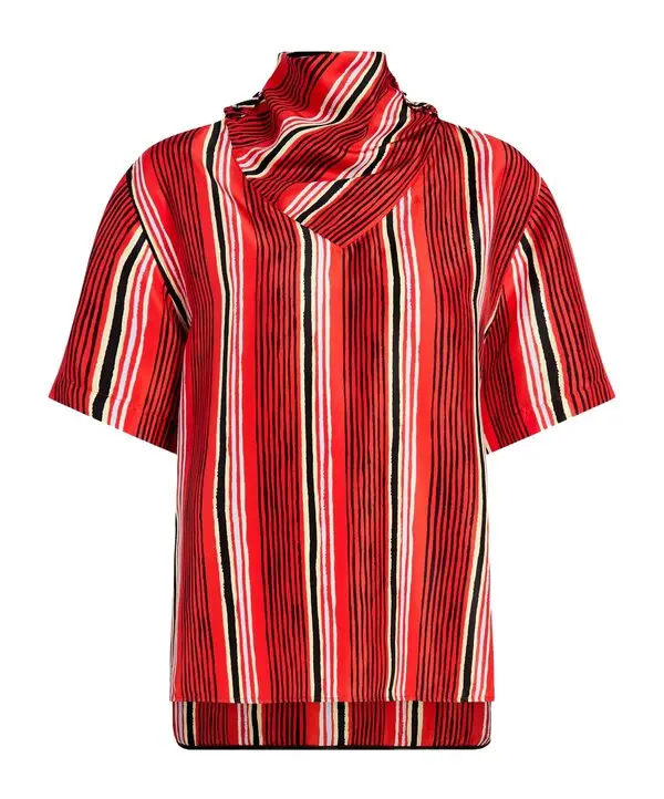 Proenza Schouler Striped High Neck Blouse - Red