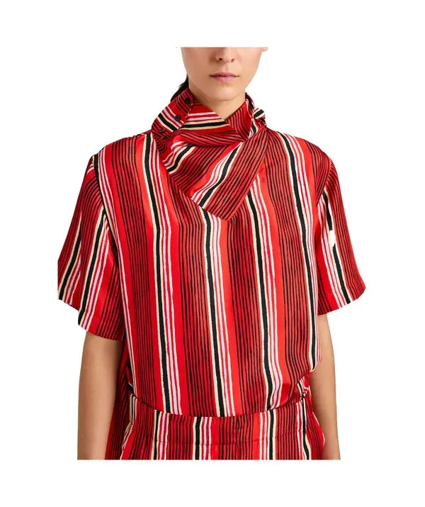 Proenza Schouler Striped High Neck Blouse - Red