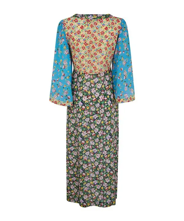 Rixo V-neck Long Sleeve Maxi Dress - Nude