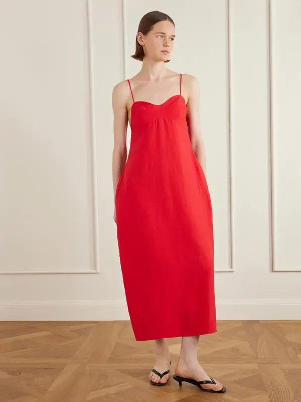 RÓHE Dahippa Cotton Dress With Corset Detail - Red