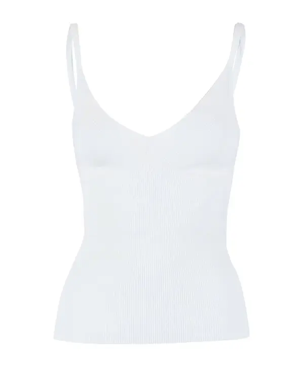 P.a.r.o.s.h Ribbed Knit V-neck Top - White