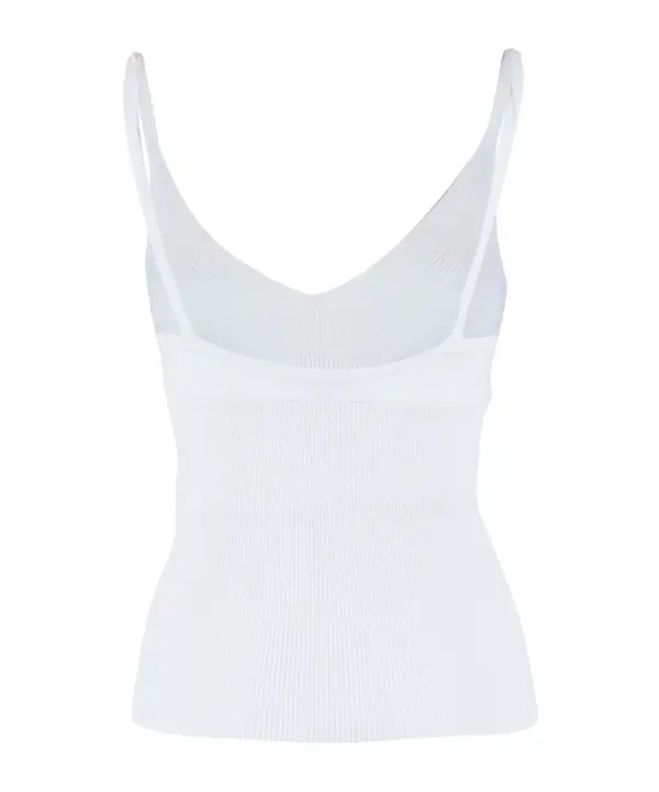 P.a.r.o.s.h Ribbed Knit V-neck Top - White