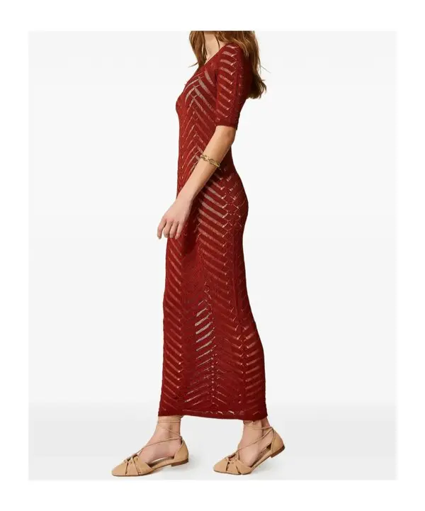 TWINSET Long Chevron Knit Dress