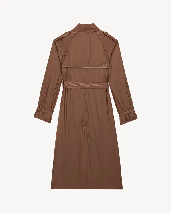 Saint Laurent Trench Coat In Water-repellent Polyester - Brown