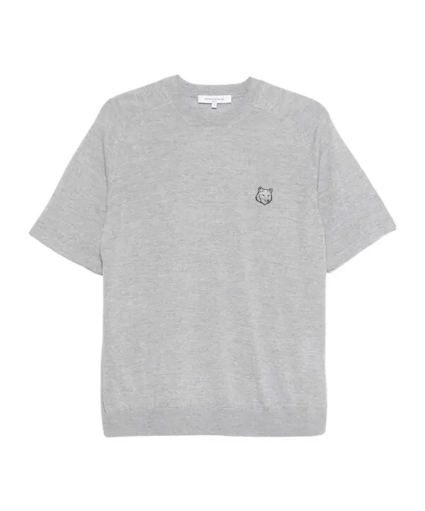 Maison Kitsuné Fox Head Short Sleeve Jumper - Gray