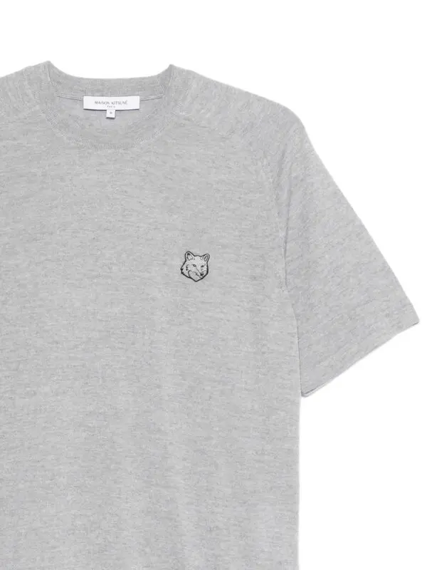 Maison Kitsuné Fox Head Short Sleeve Jumper - Gray