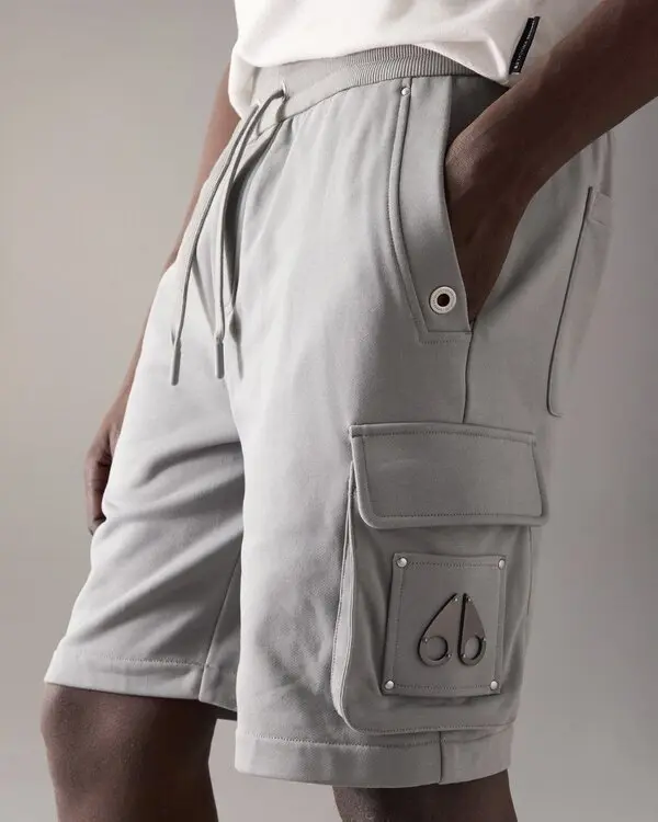 Moose Knuckles Drawstring Cargo Shorts With Ribbed Waistband And Cuffs - Gray