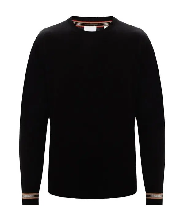 Burberry Icon Stripe Trim Knit Sweater - Black