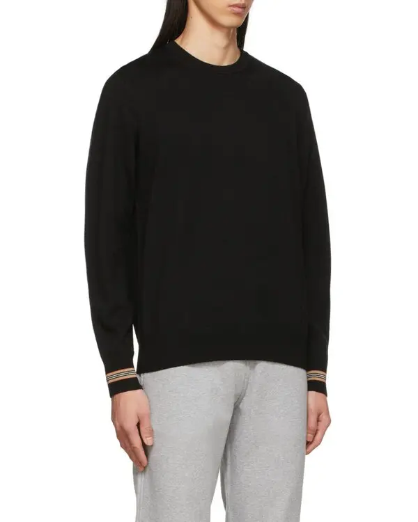 Burberry Icon Stripe Trim Knit Sweater