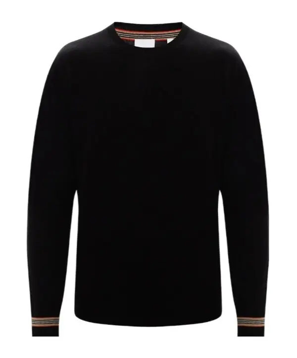 Burberry Icon Stripe Trim Knit Sweater