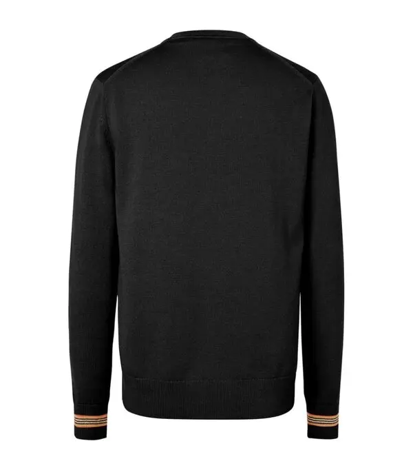 Burberry Icon Stripe Trim Knit Sweater