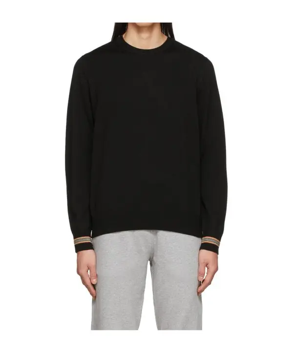 Burberry Icon Stripe Trim Knit Sweater