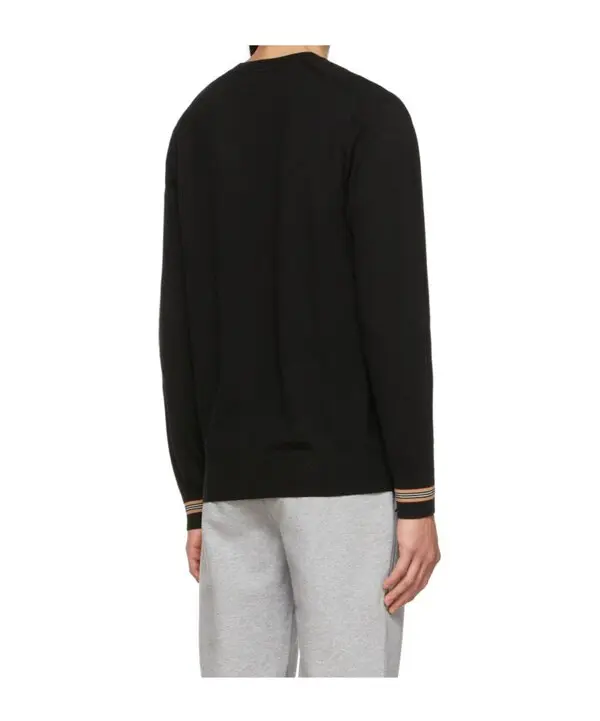 Burberry Icon Stripe Trim Knit Sweater