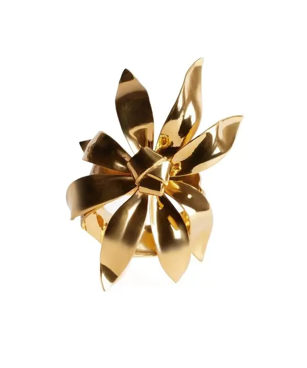 Balenciaga Bloom Cuff" Floral Embellished Bracelet - Golden