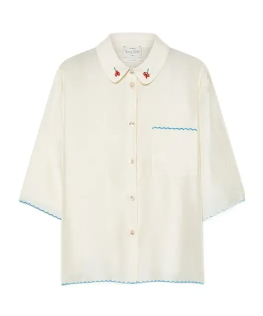 FORTE_FORTE Scallop Trim Habotai Silk Shirt - Butter