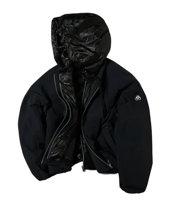 Moose Knuckles Tegan Bomber Down Jacket With Hood - Black