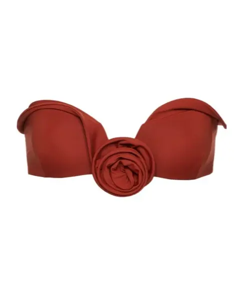 Magda Butrym Floral Bandeau Bikini Top - Red