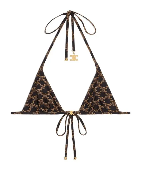 Celine Triomphe Triangle Top In Monogram Matte Jersey - Black