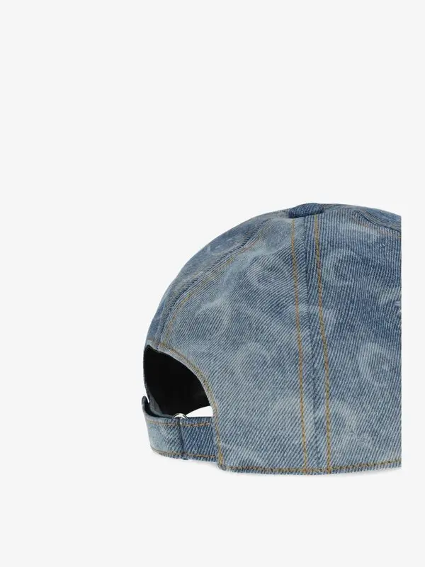 MARINE SERRE Crescent Moon Print Denim Cap - Indigo