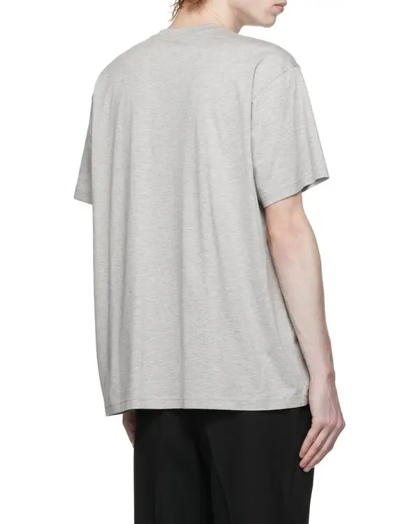Burberry Deer-embroidered Cotton T-shirt - Gray