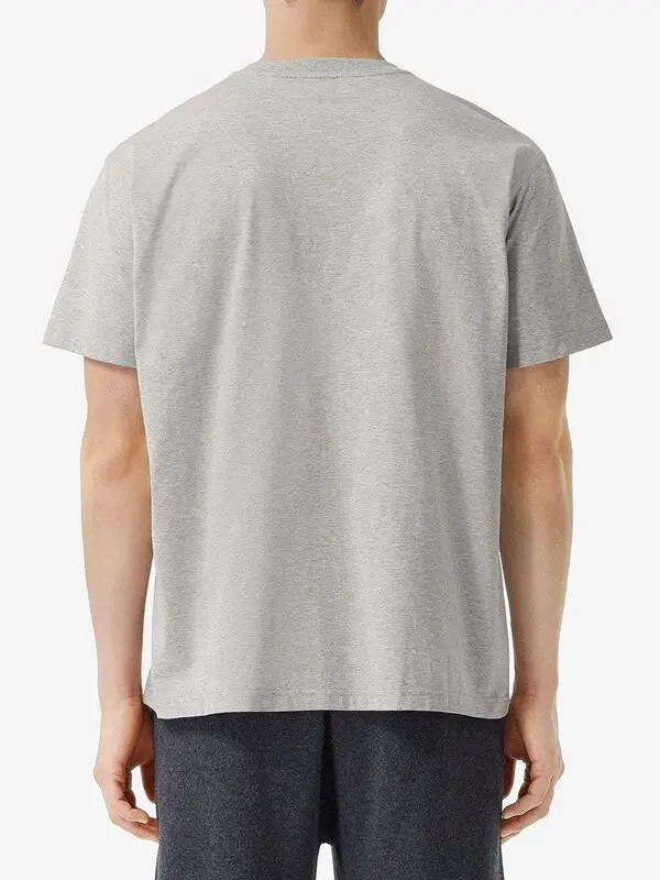 Burberry Deer-embroidered Cotton T-shirt - Gray