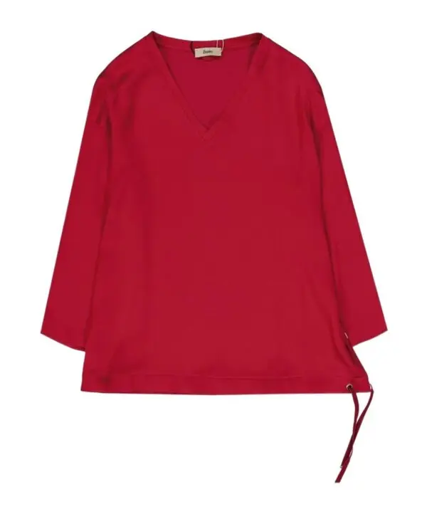 Herno Long-sleeved V-neck Top With Side Detail
