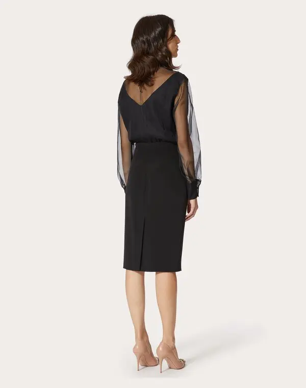 valentino sheer lace dress RED Valentino Dotted Long Sleeve Dress Nero 44