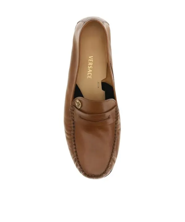 Versace Ruched Slip-on Loafers - Brown