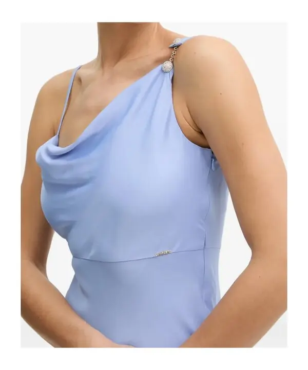 TWINSET Draped Midi Dress With Embellished Straps